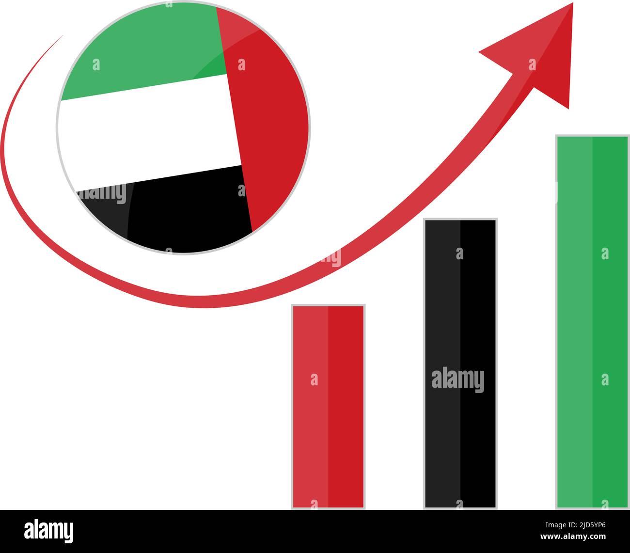 Round United Arab Emirates flag and rising bar chart icon. Editable ... Round United Arab Emirates flag and rising bar chart icon. Editable ...