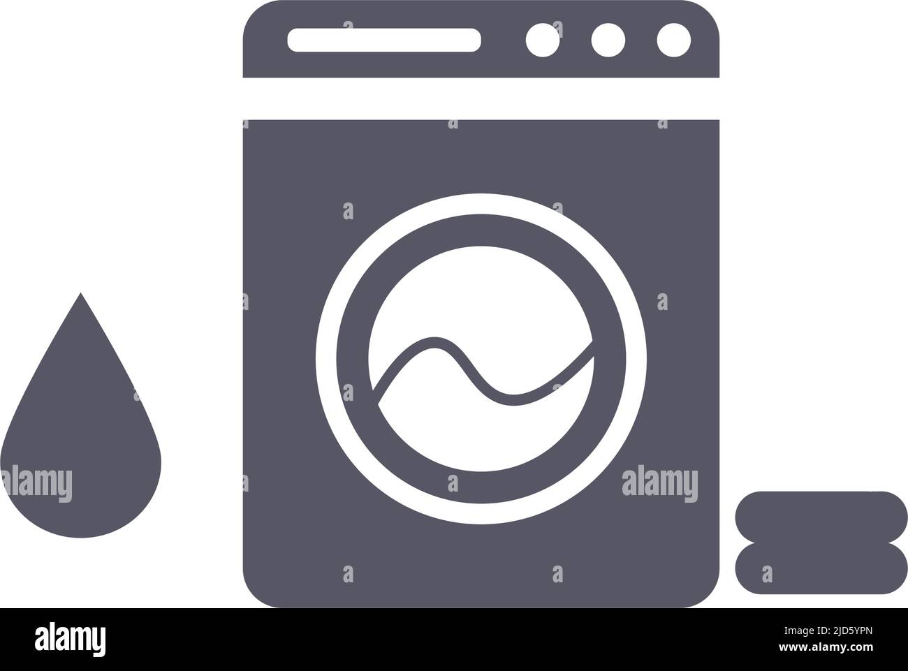 Water drop, washing machine and towels. Appliance. Editable vector ...