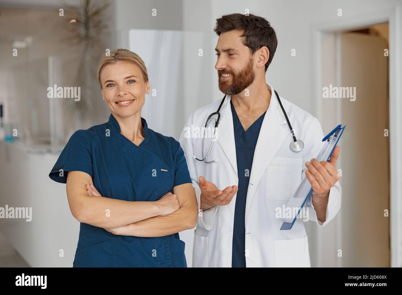 Two healthcare professionals in clinical hi-res stock photography and ...