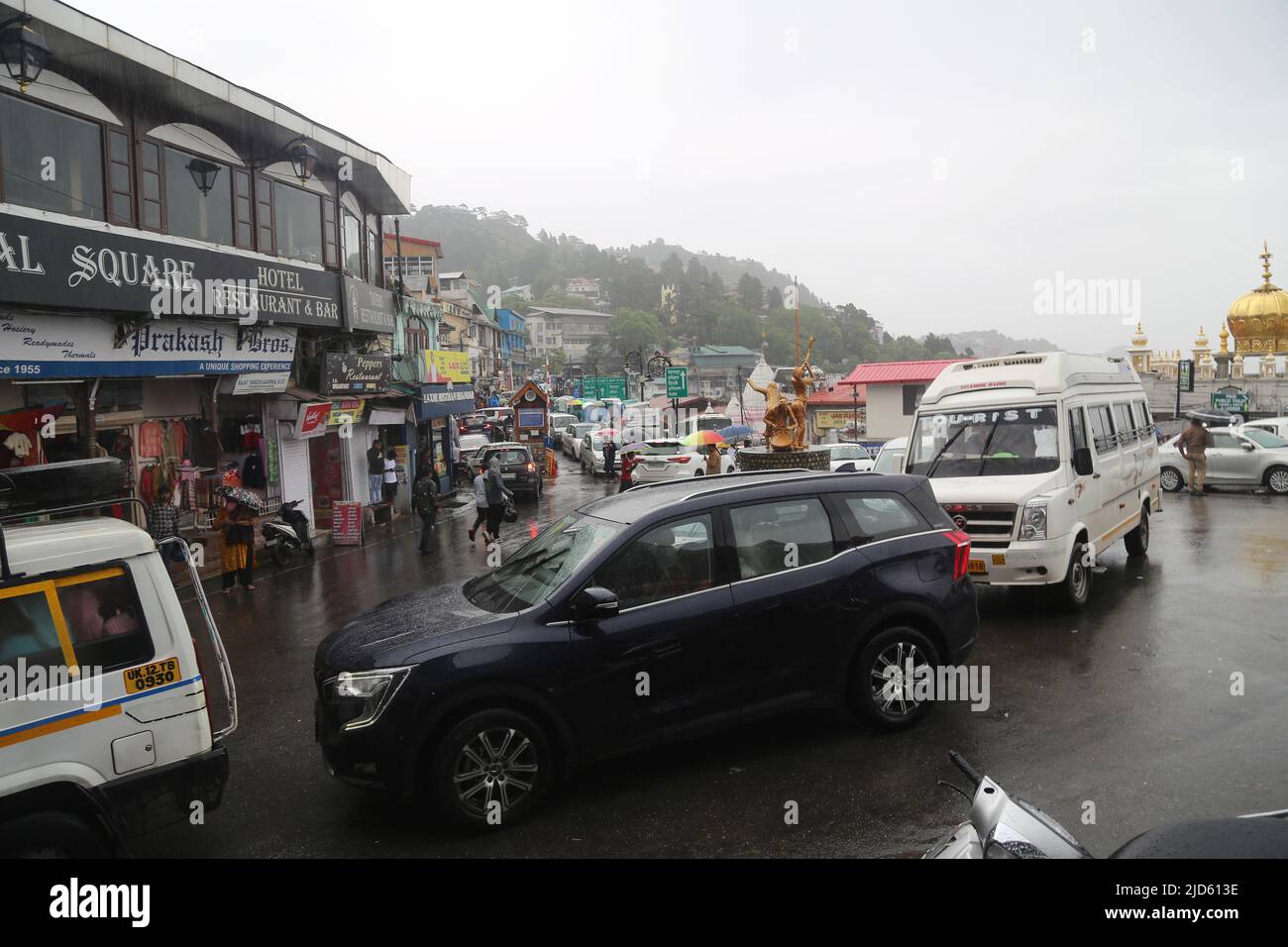 Mussoorie, Uttarakhand, India, June 18, 2022: Vehicles moving slowly in ...