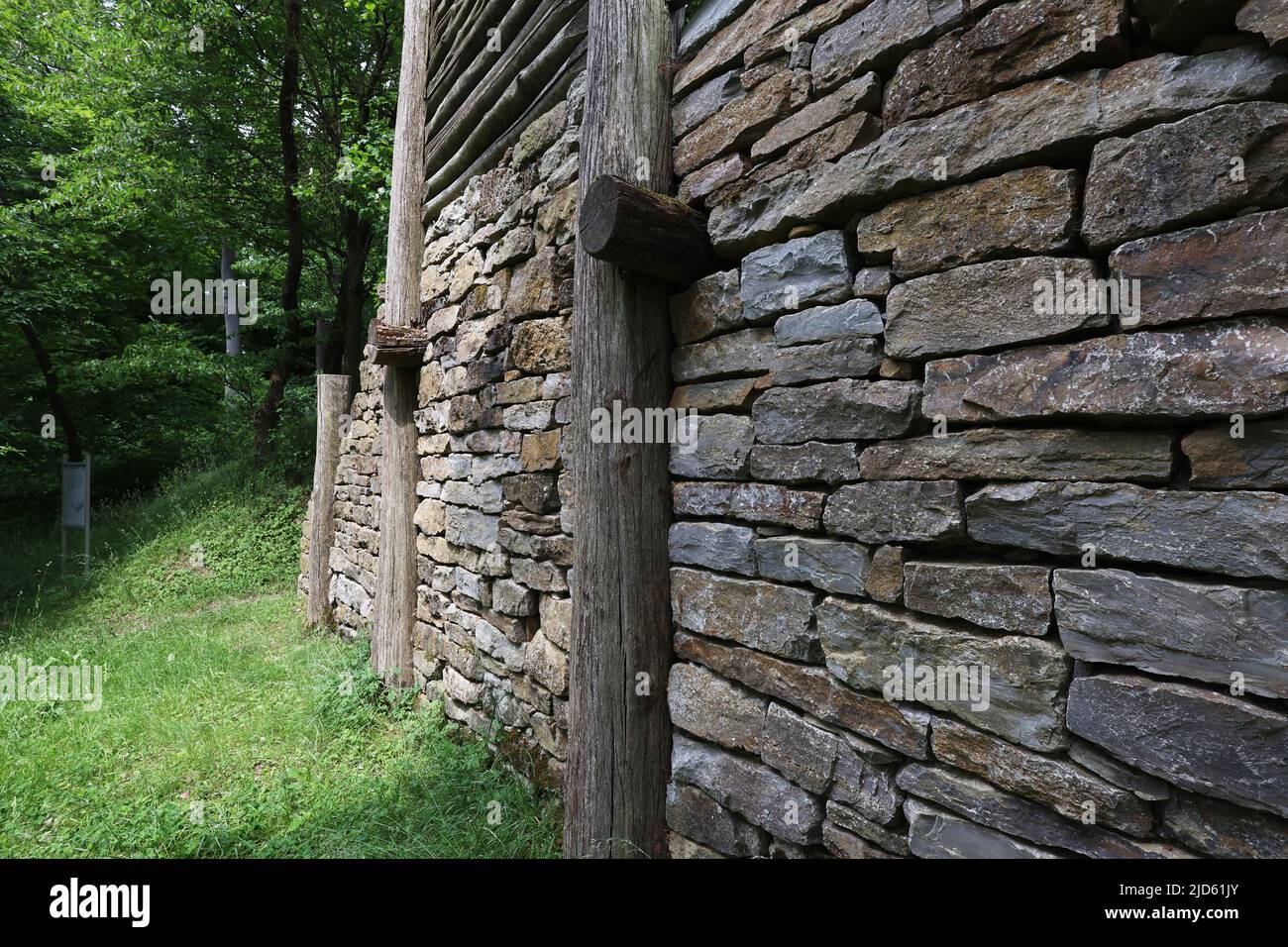Reconstruction of the Celtic city wall near Finsterlohr Stock Photo - Alamy