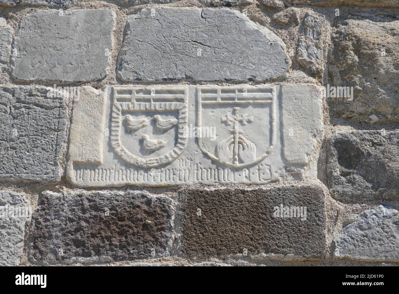 Knight Symbols in Bodrum Castle, Bodrum Town, Mugla City, Turkey Stock ...