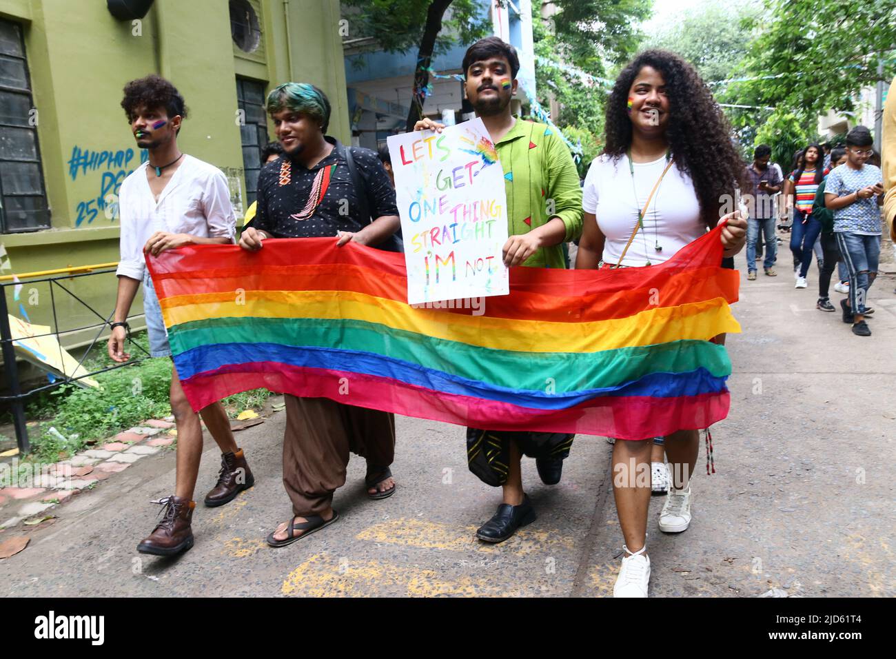 Kolkata, India. 18th June, 2022. Members and supporters of LGBTQ ...