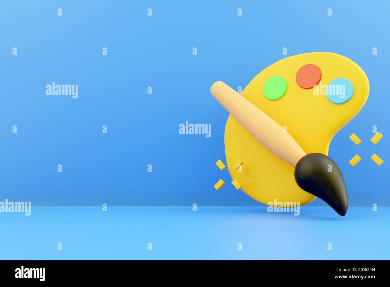 3d render art palette and brush. 3d rendering art palette. 3d render ...