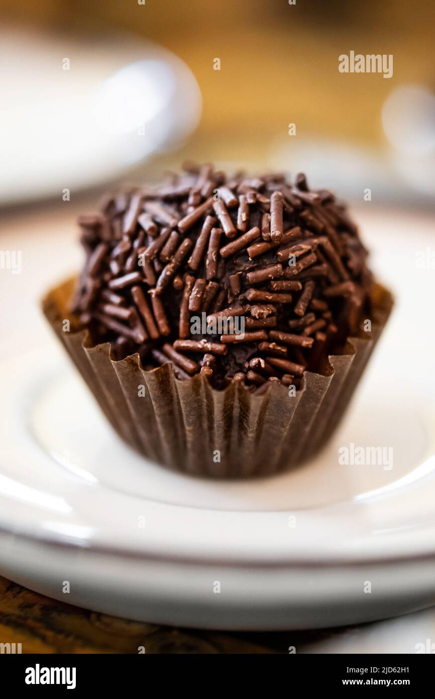 Homemade chocolate truffle on a plate Stock Photo - Alamy