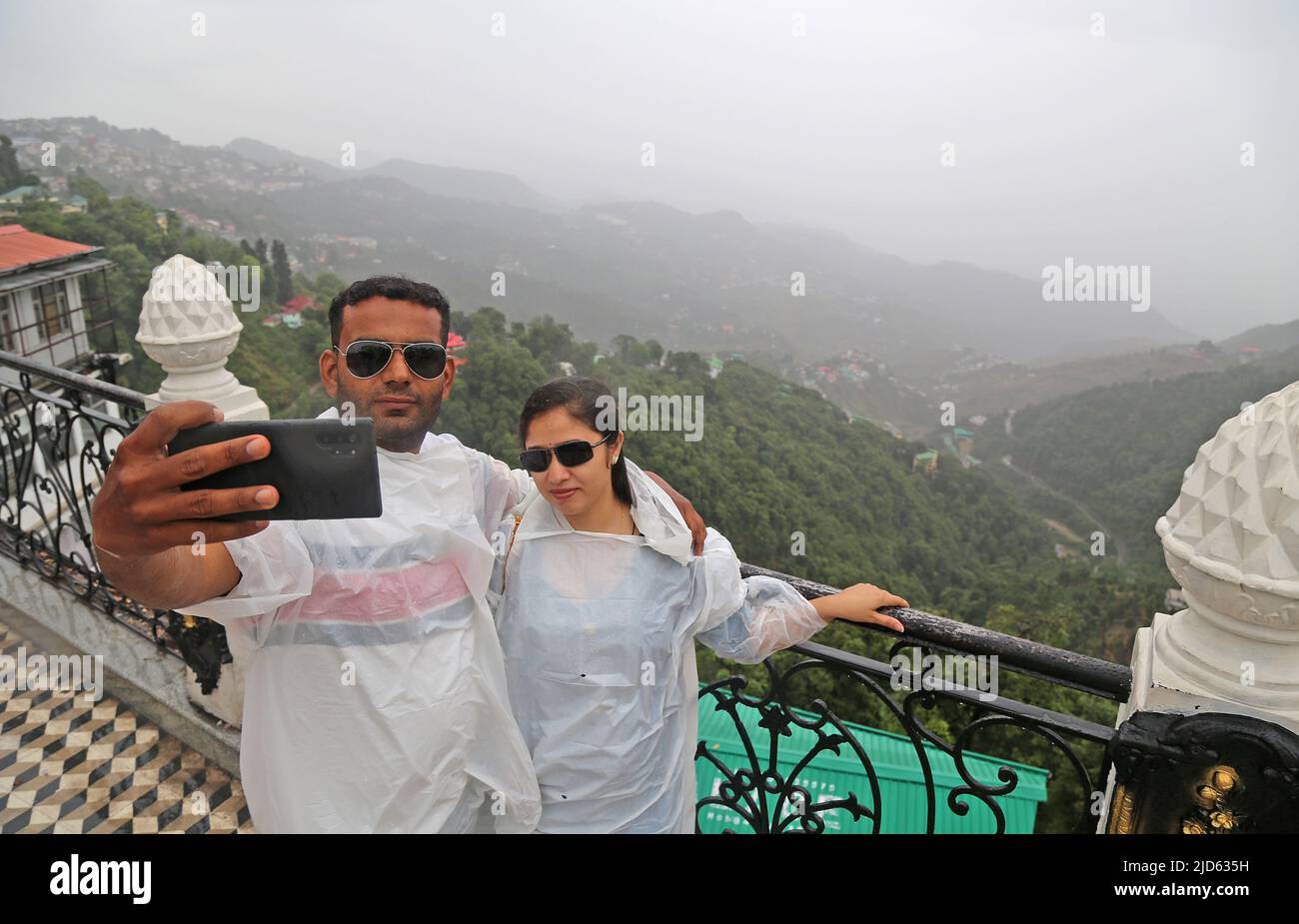 Mussoorie, Uttarakhand, India, June 18, 2022: An Indian couple takes ...