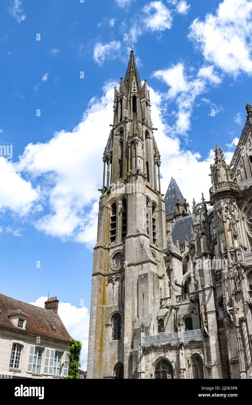 Senlis, medieval city in France, the Notre-Dame cathedral in the ...