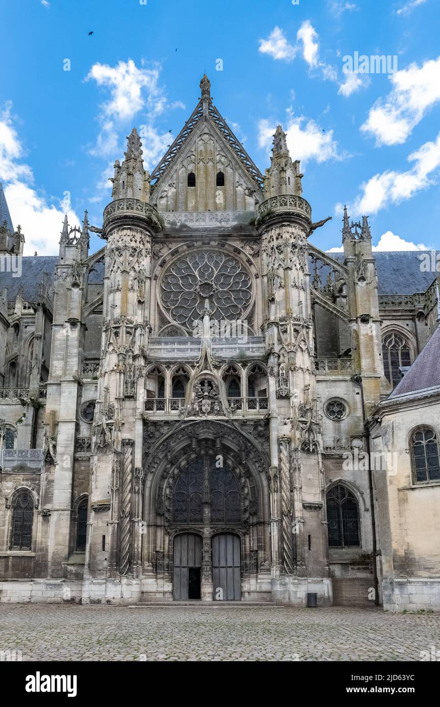 Senlis, medieval city in France, the Notre-Dame cathedral in the ...