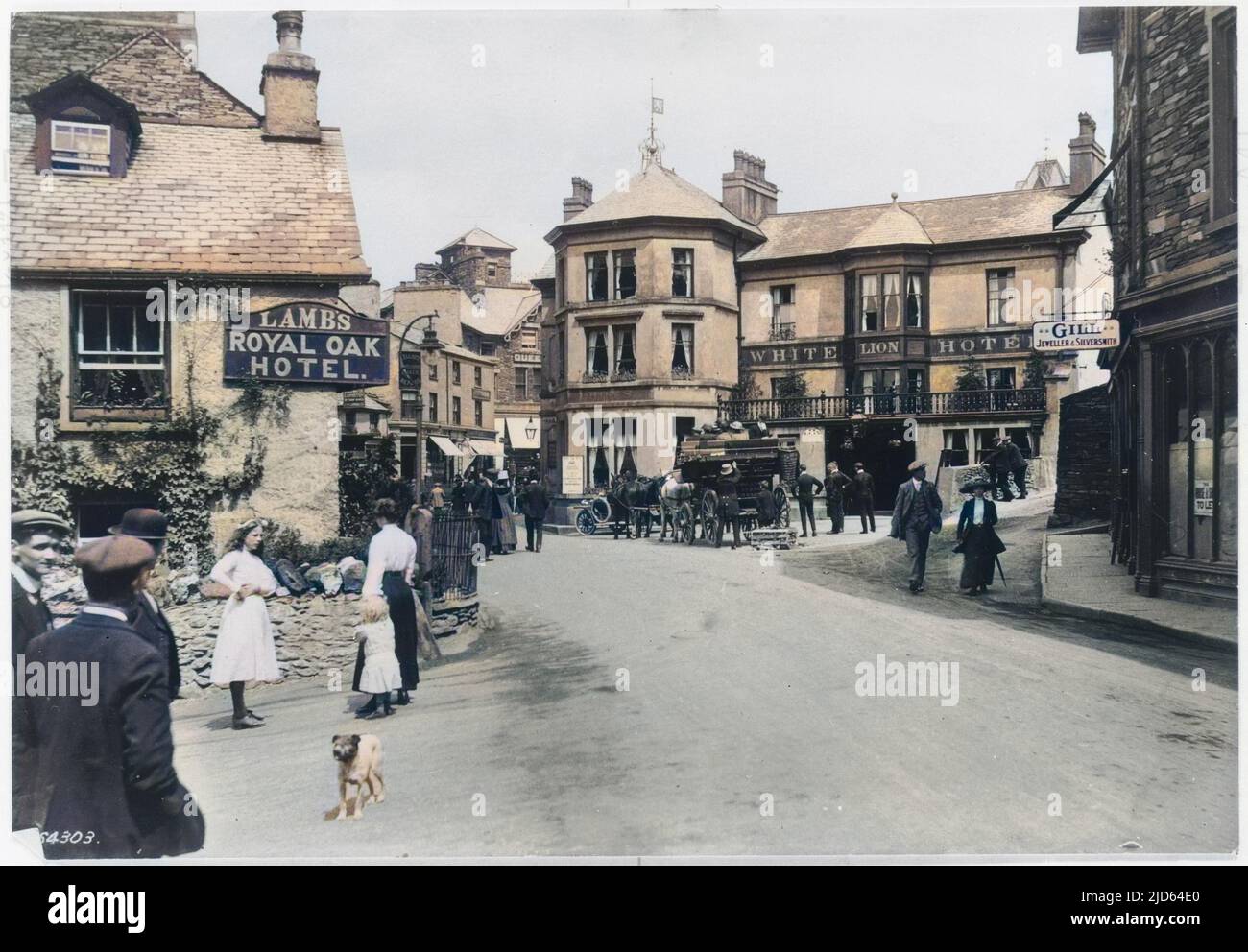 Ambleside village scene in the Lake District Colourised version of ...