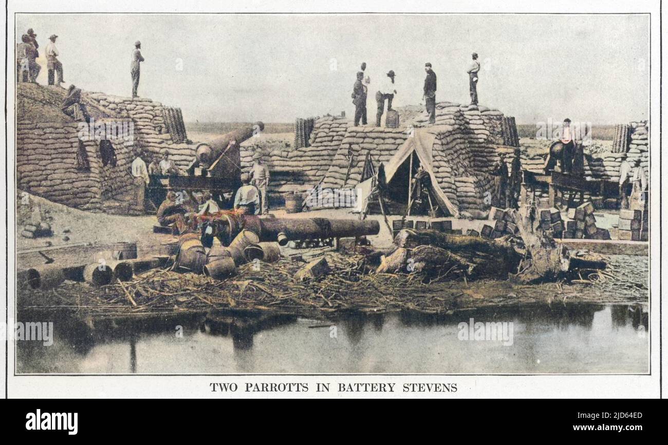 Federal guns of Battery Stevens used to bombard Fort Sumter during the ...
