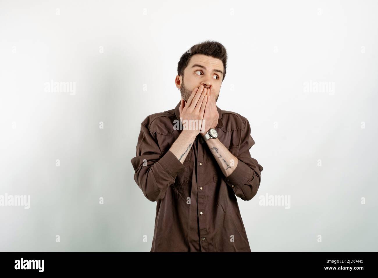 Hand over mouth shock hi-res stock photography and images - Alamy