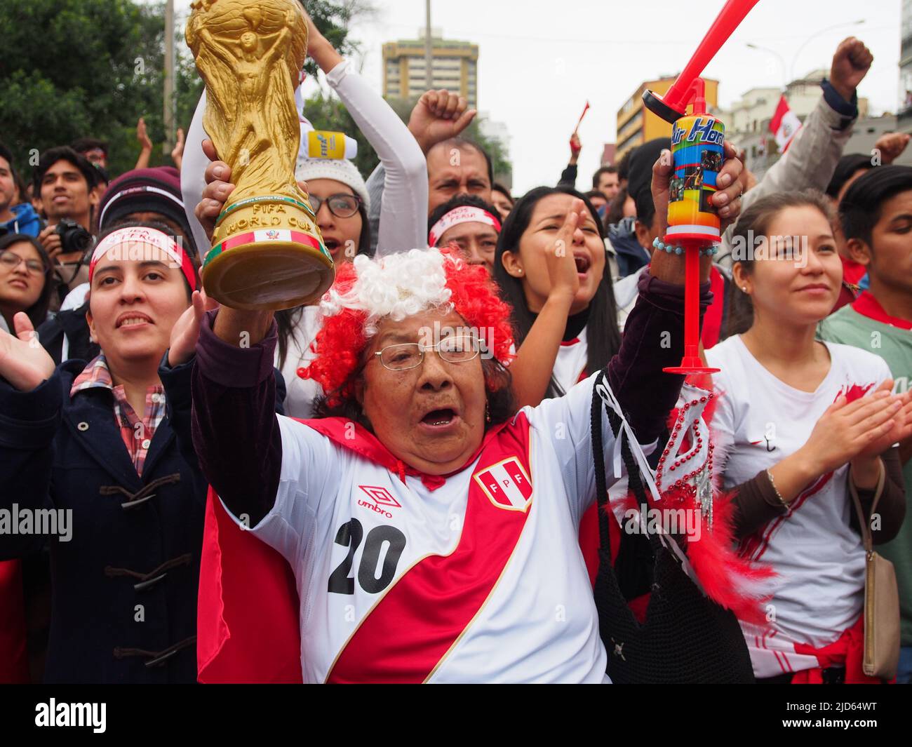Fans of the Peruvian Football team watching the Russia WC 2018 Peru vs ...