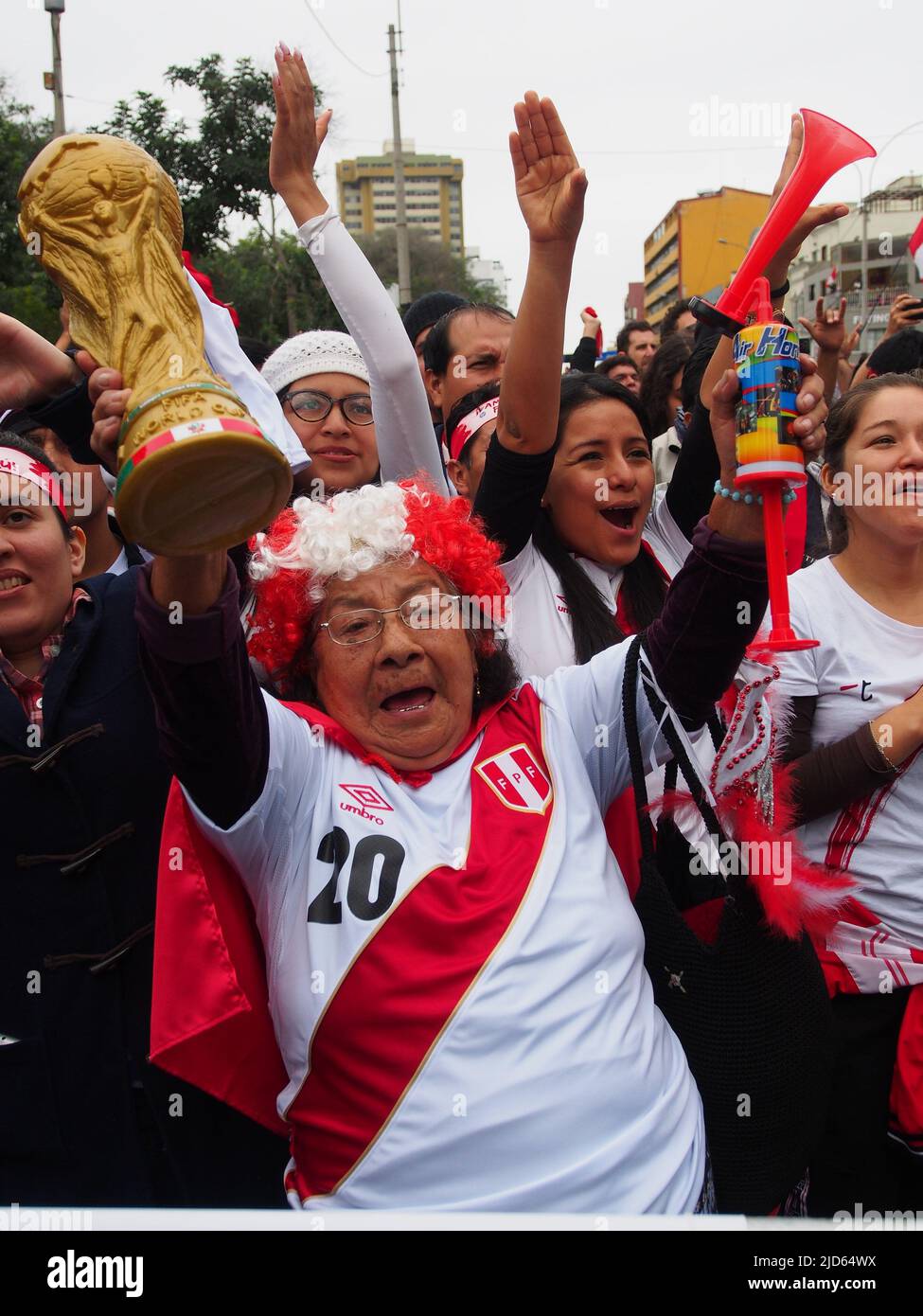 Fans of the Peruvian Football team watching the Russia WC 2018 Peru vs ...