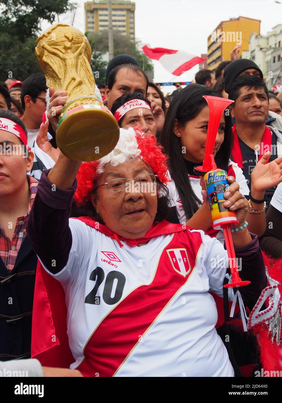 Fans of the Peruvian Football team watching the Russia WC 2018 Peru vs ...