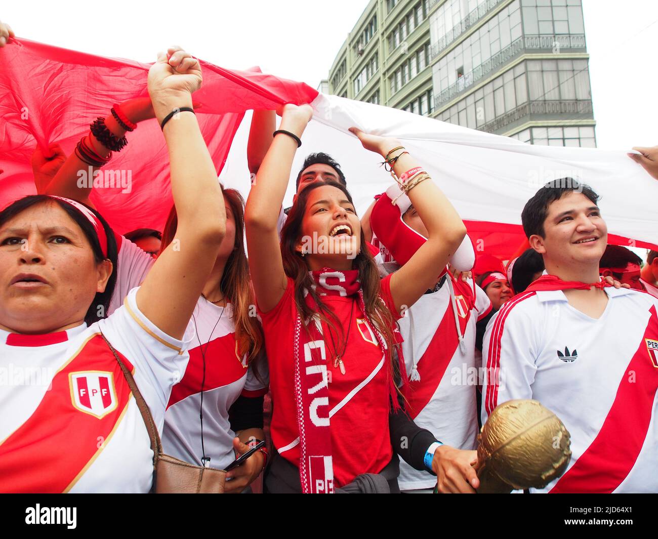 Fans of the Peruvian Football team watching the Russia WC 2018 Peru vs ...