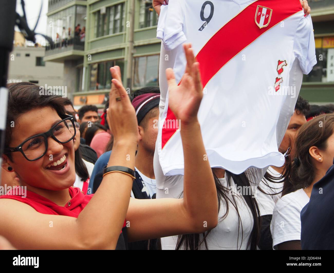 Fans of the Peruvian Football team watching the Russia WC 2018 Peru vs ...