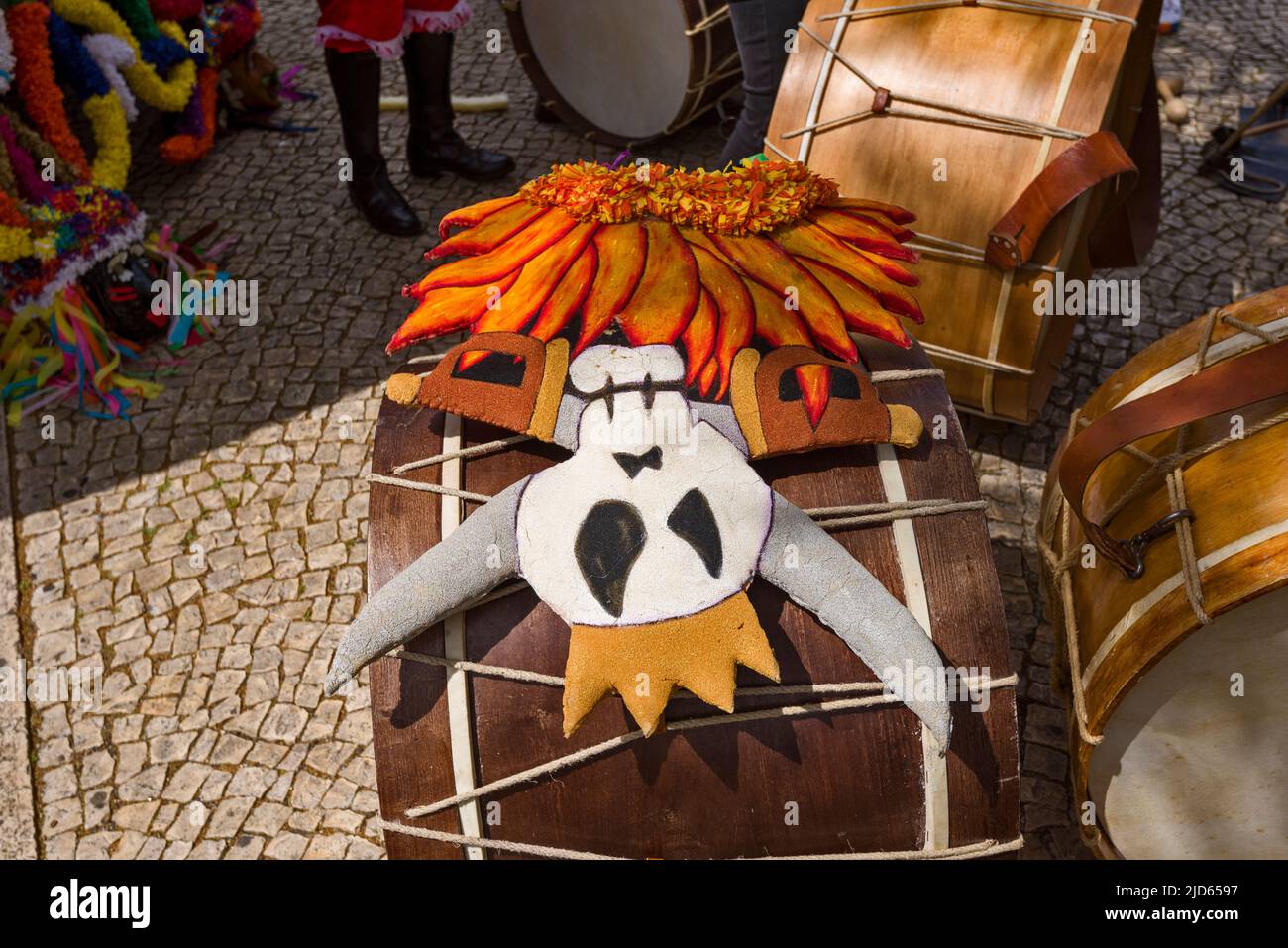 detail of the costume during the parade in the Festival of the Iberian ...