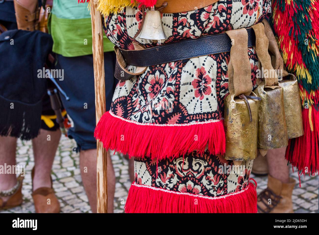 detail of the costume during the parade in the Festival of the Iberian ...