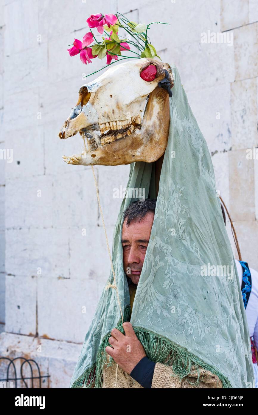 detail of the costume during the parade in the Festival of the Iberian ...