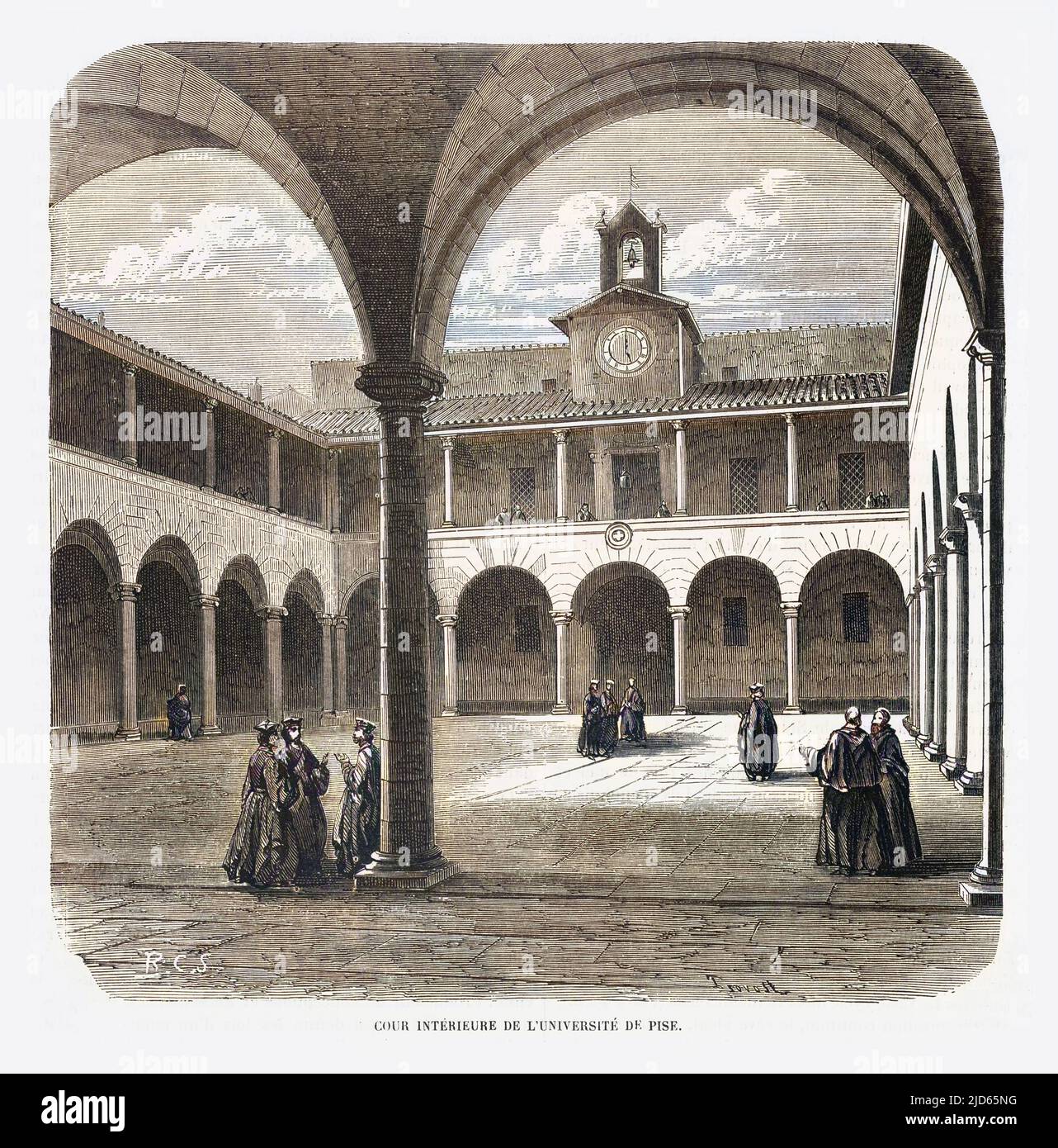 The courtyard of Pisa University, Italy. A few students milling around ...