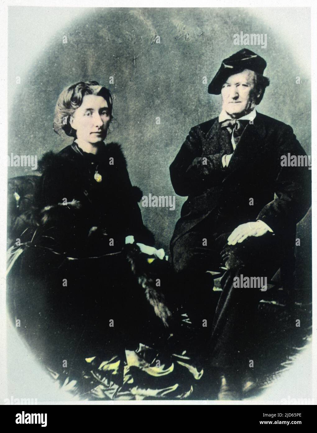 Richard Wagner (1813-1883) German musician, at age 70, with his wife ...