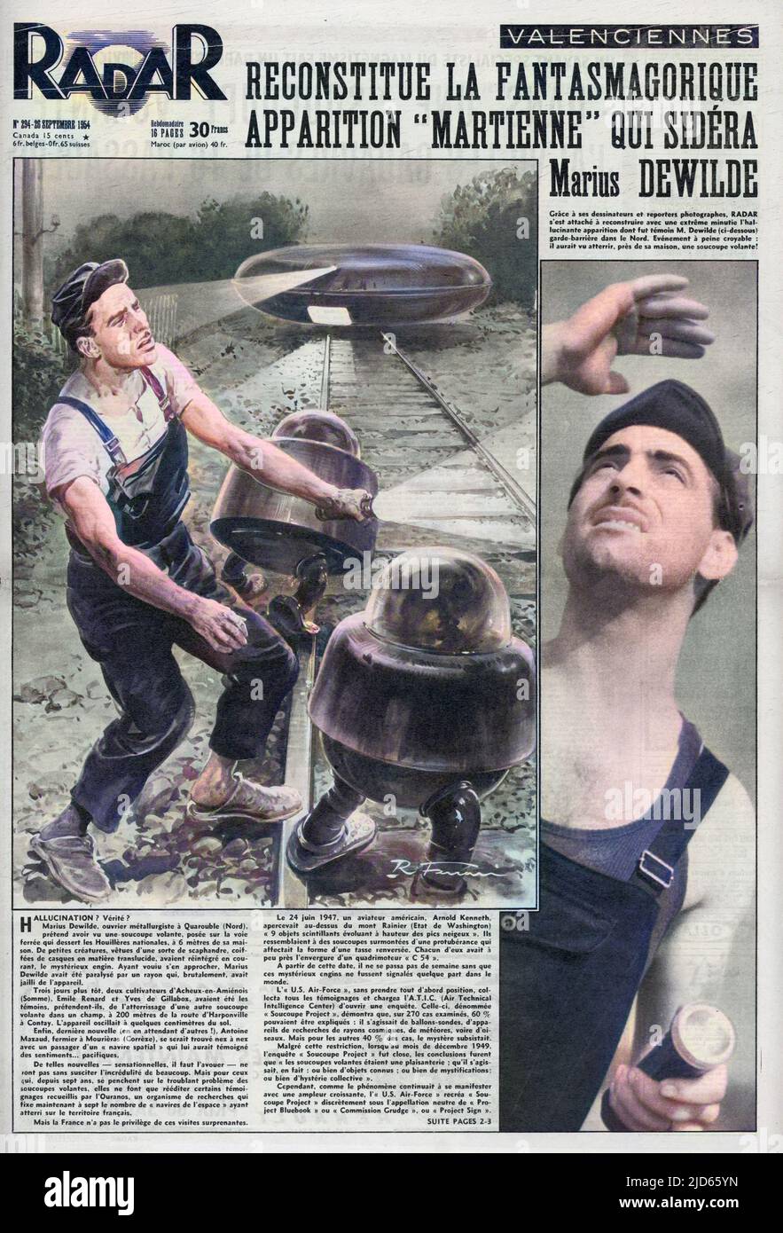 At Quarouble (Nord) Marius Dewilde sees UFO landed on railway tracks ...