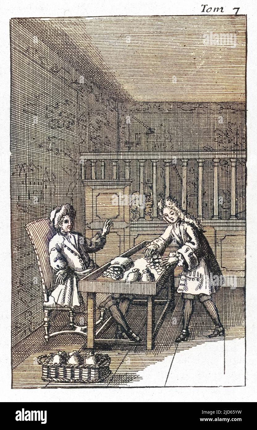 A French banker in his banking-house Colourised version of : 10003959 ...