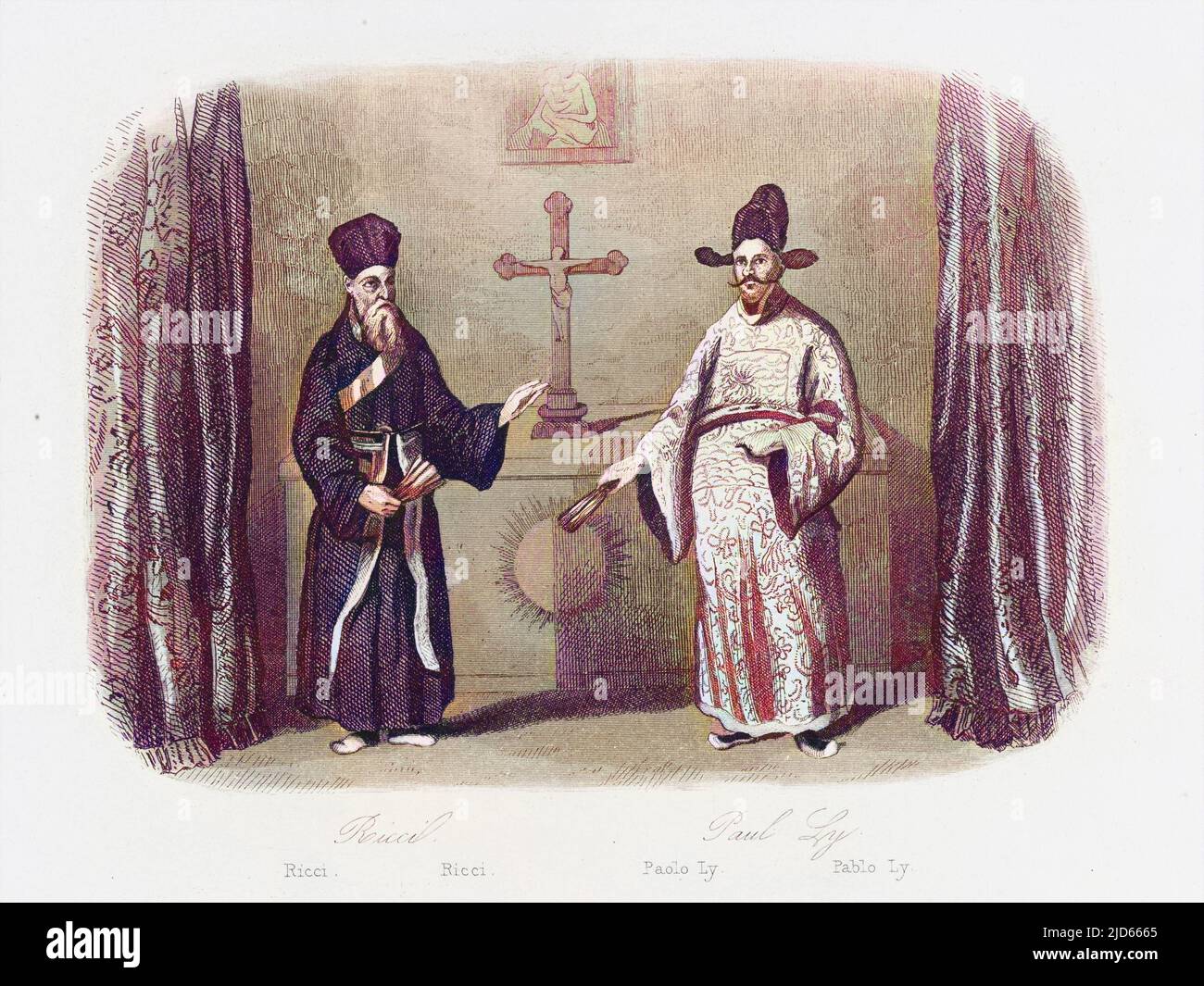 Missionary Matteo Ricci with convert Paul Ly in China Colourised ...