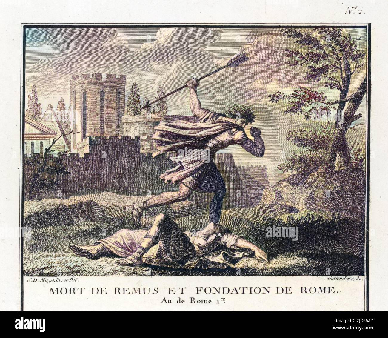 Romulus founds Rome, and kills his brother Remus when he mocks it ...
