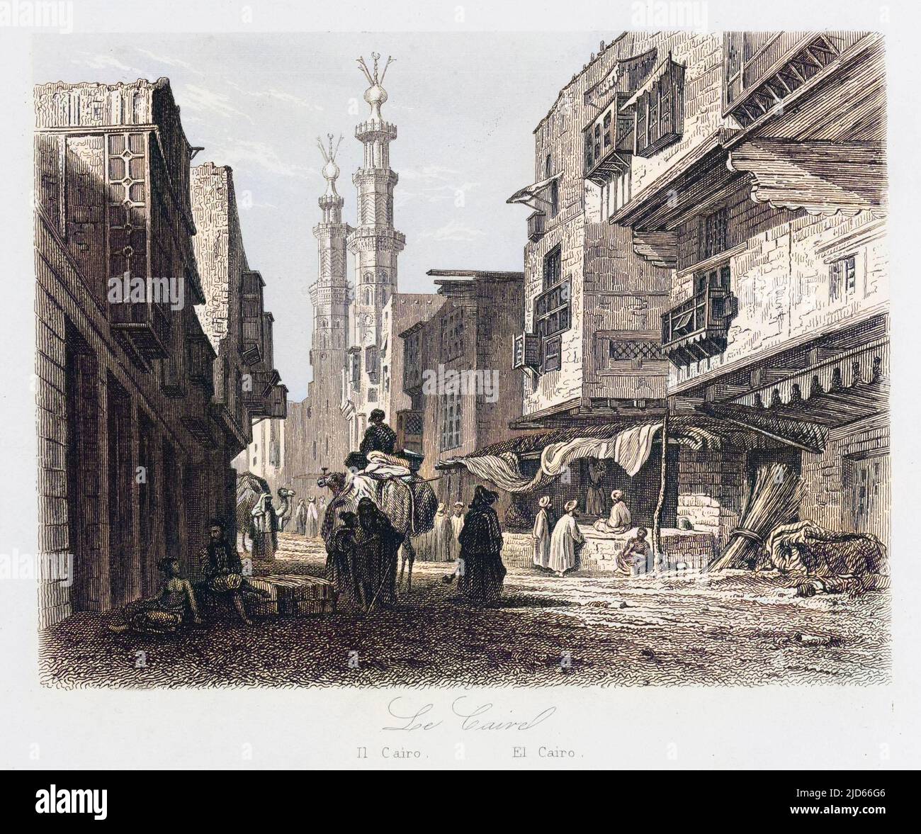 A street scene in Cairo, Egypt. Colourised version of : 10007499 Date ...