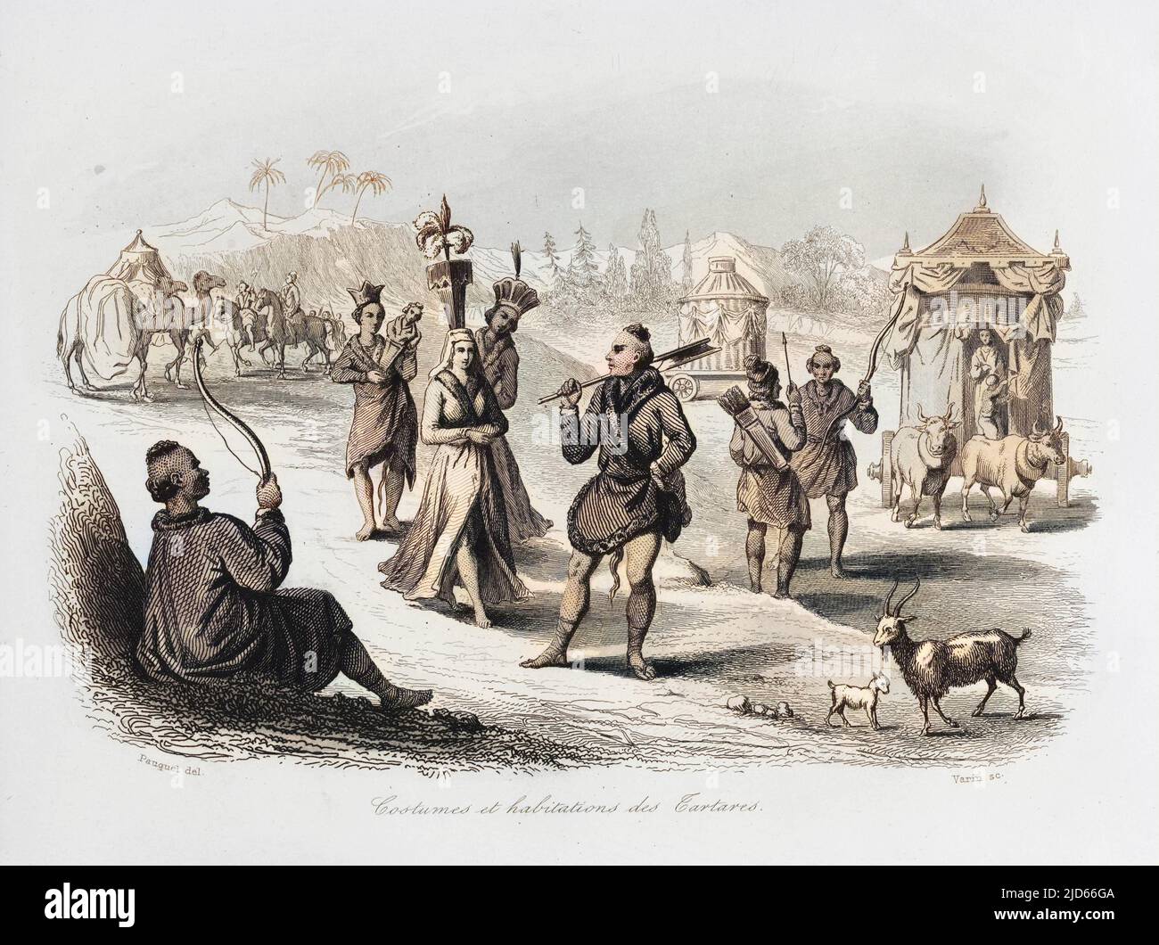 Russian Tartars or Tatars, a Turkic ethnic group. Colourised version of ...