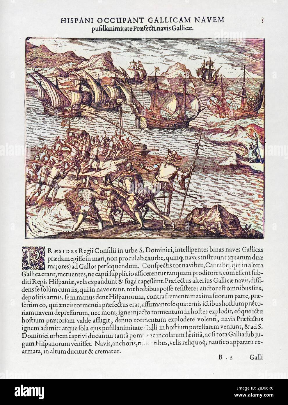 Fighting between French and Spanish at Hispaniola (Haiti). Colourised ...