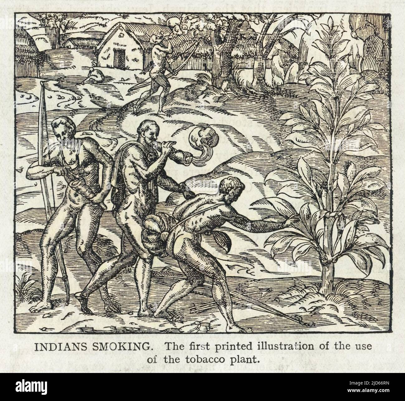 Native Americans gathering and smoking Colourised version of : 10011464 ...