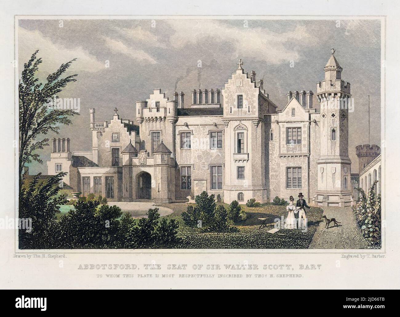 Sir Walter Scott's home at Abbotsford, Roxburgh (Scotland) during his ...