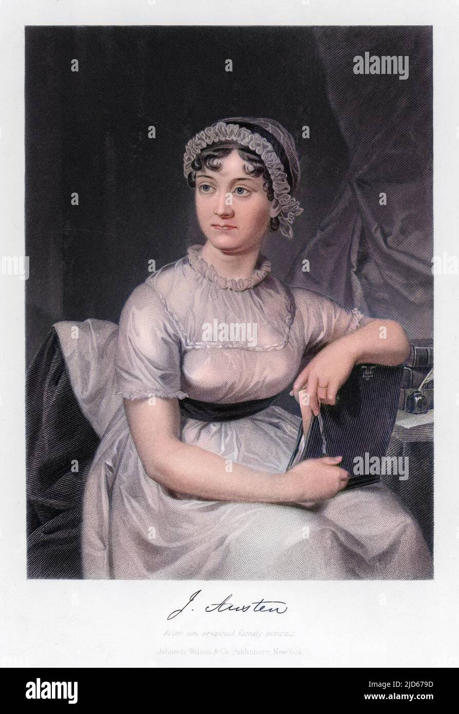 JANE AUSTEN (1775 - 1817), English novelist. Colourised version of ...