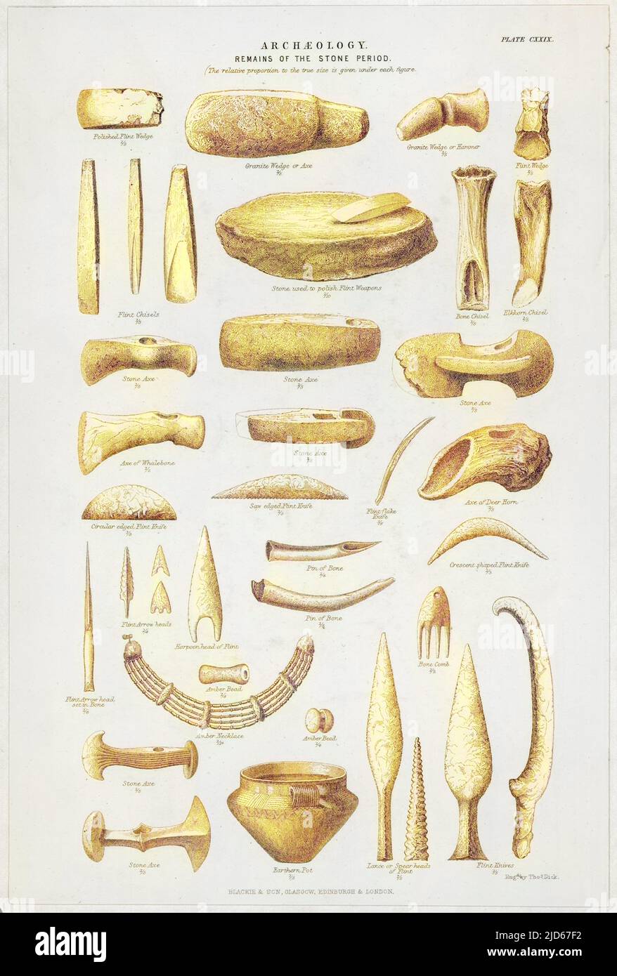 Stone Age artifacts Colourised version of : 10017980 Date: circa 3000 ...