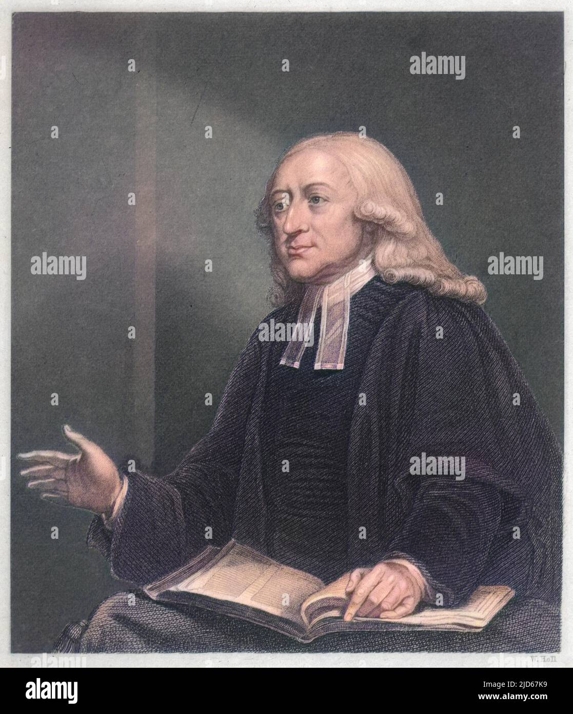 JOHN WESLEY English religious leader preaching Colourised version of ...