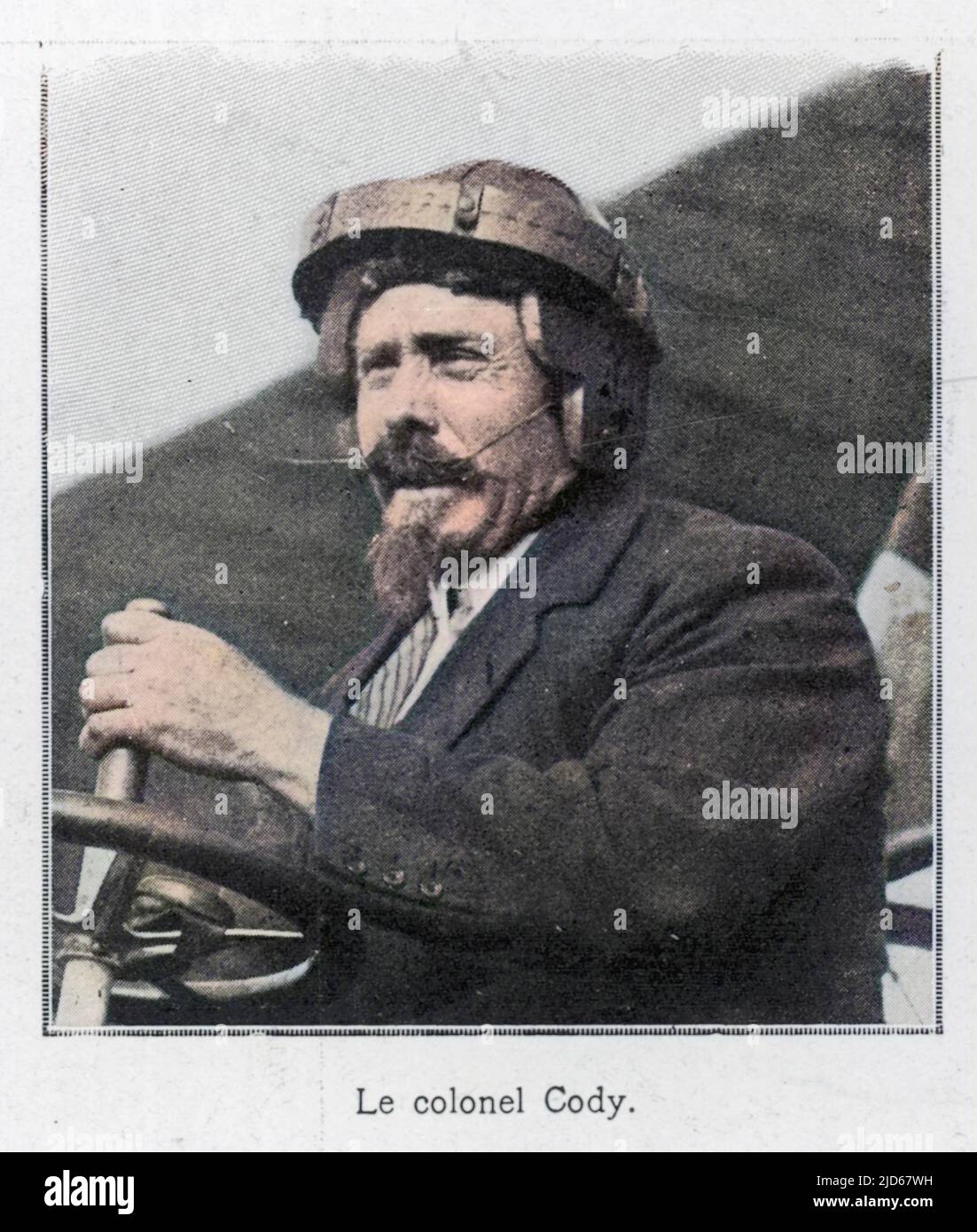 Colonel Samuel Cody ( 1867 - 1913), English aviator. Colourised version ...