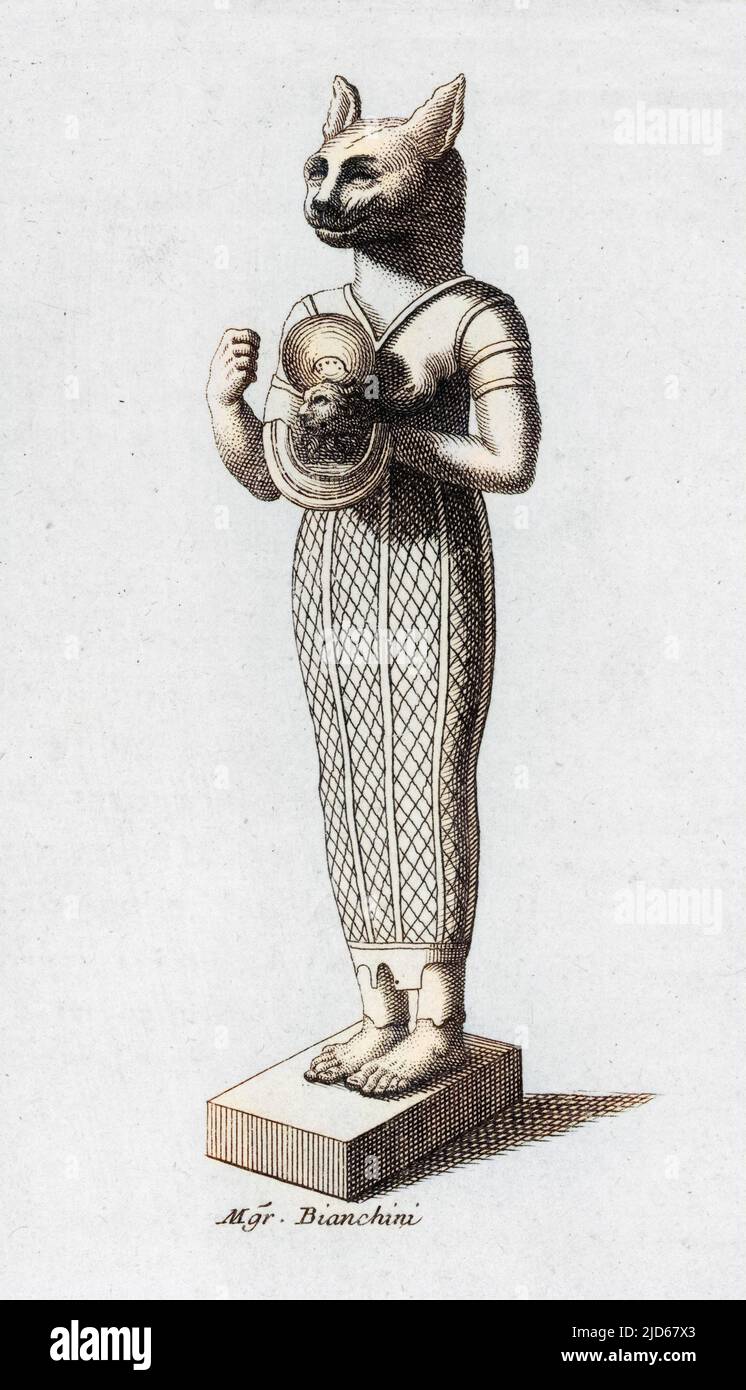 EGYPTIAN CAT GODDESS Colourised version of : 10043080 Stock Photo - Alamy