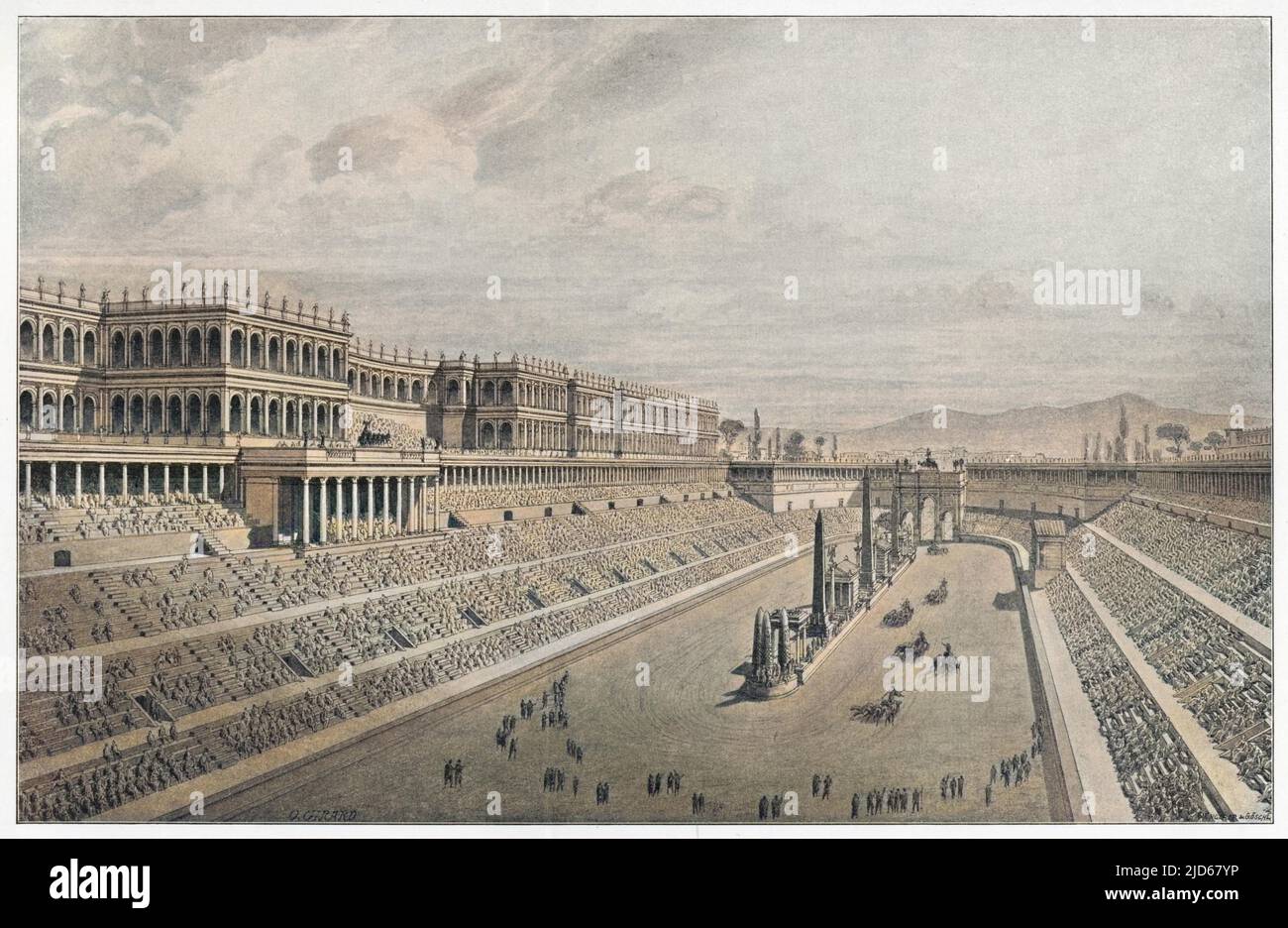 Restoration by Canina of the Circus Maximus in its heyday : a chariot ...