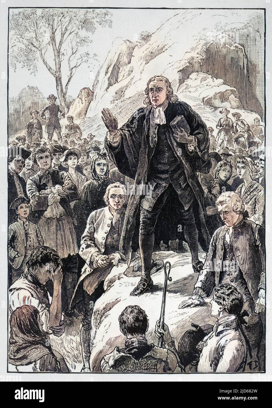 METHODISM John Wesley preaches in Cornwall Colourised version of ...