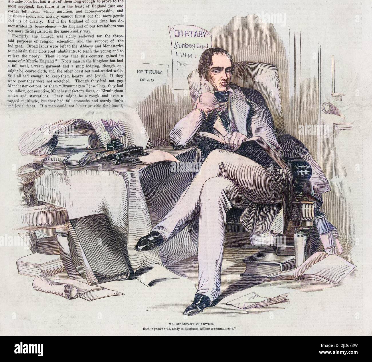 sir EDWIN CHADWICK (1800 - 1890), Sociologist and reformer Colourised ...