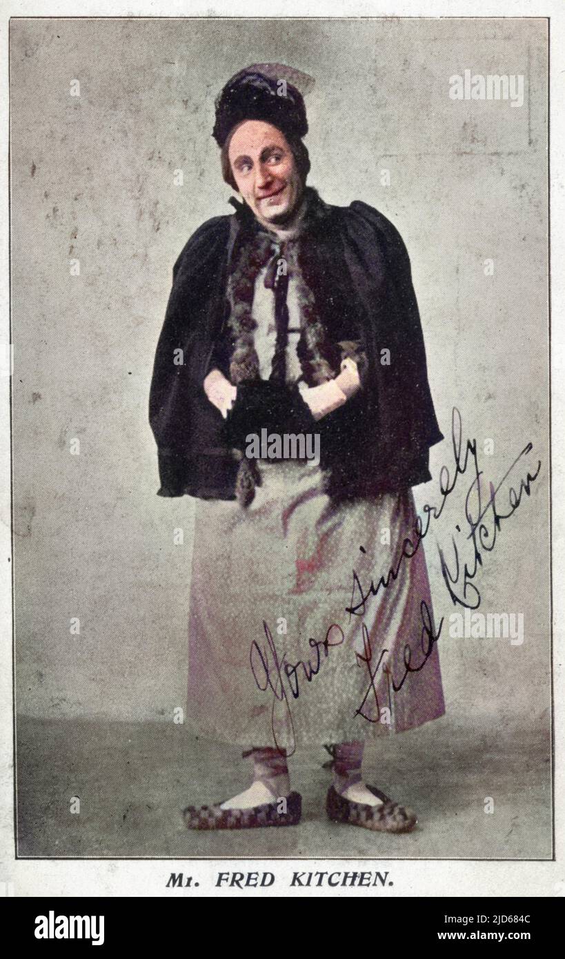 Fred Kitchen, a Pantomime 'Dame'. Colourised version of : 10059858 Date ...