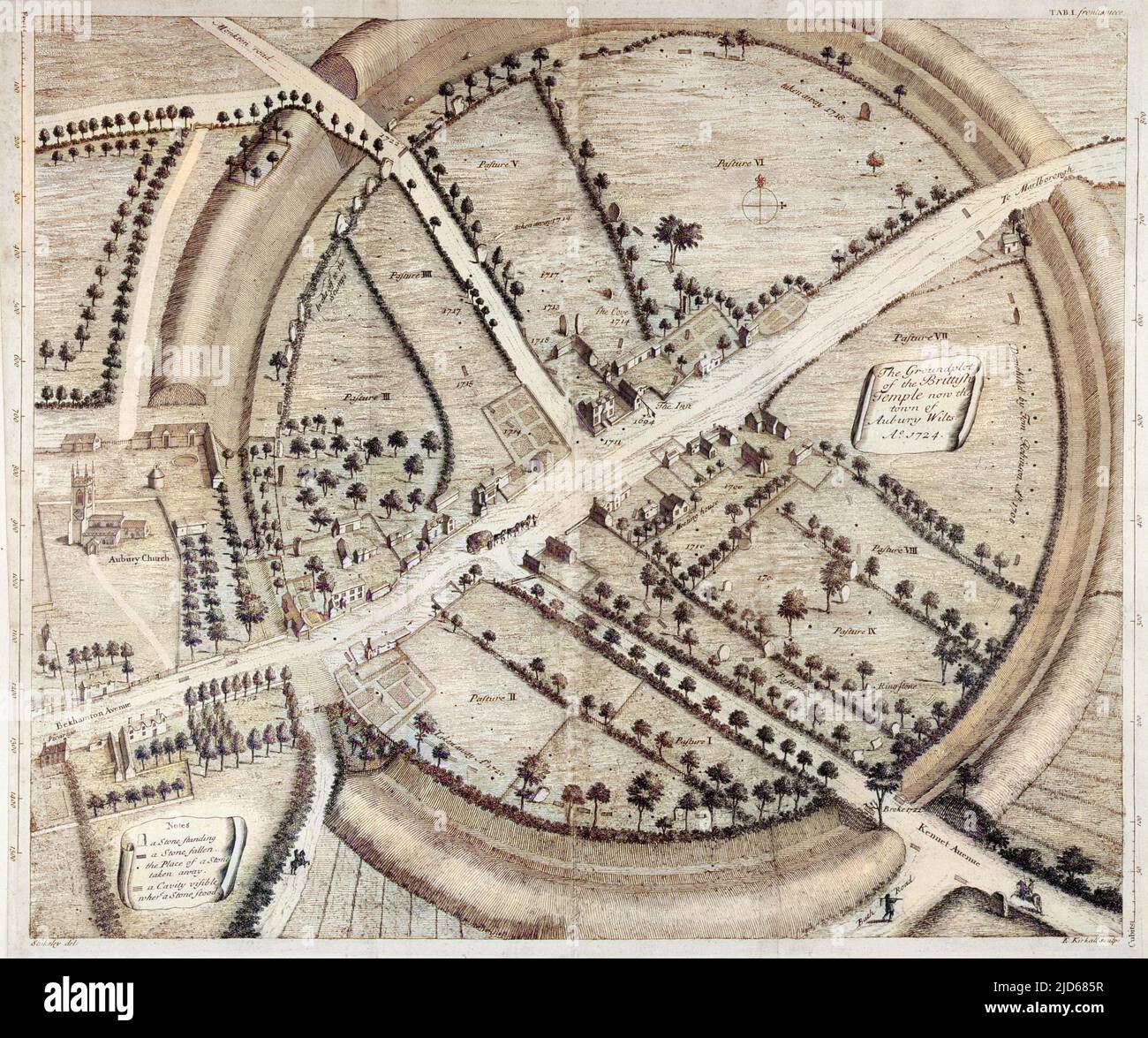A beautifully drawn overhead plan of the stone circles and embankment ...