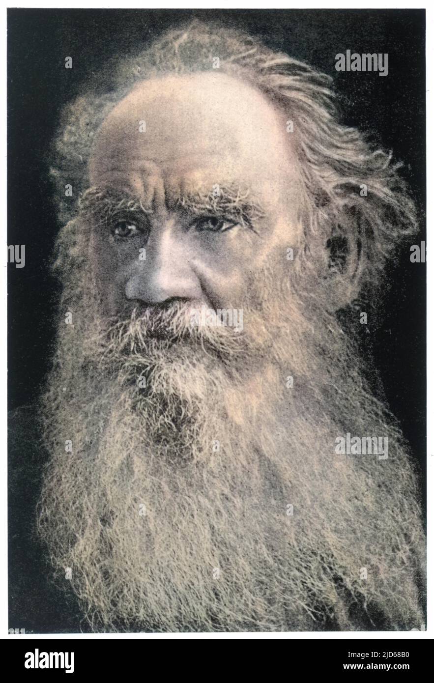 LEO TOLSTOY (1828 - 1910), Russian writer and moralist. Colourised ...