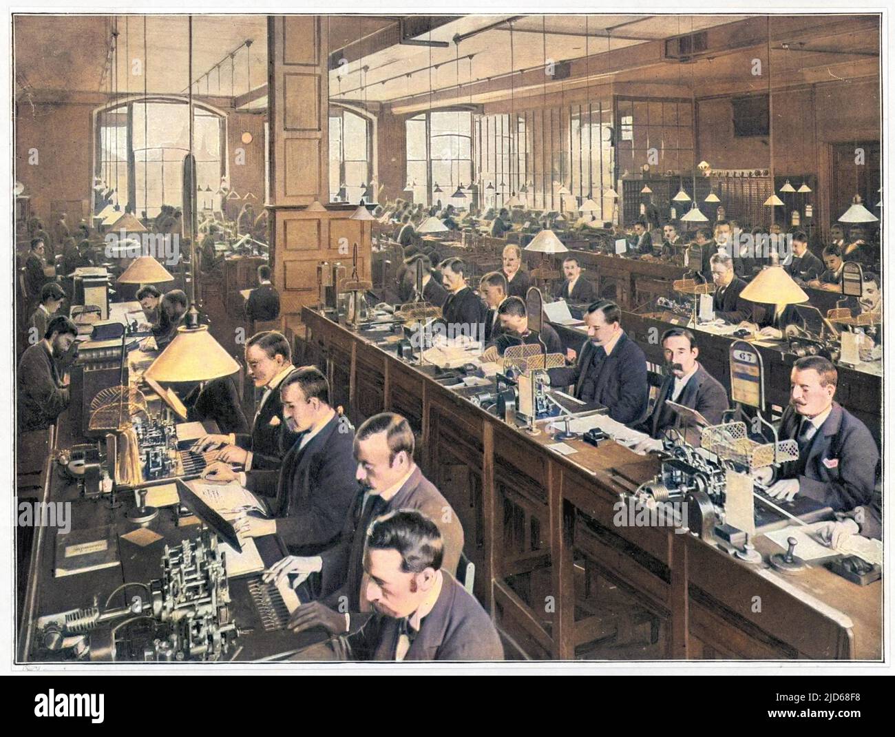 Around a hundred telegraph clerks are employed in this one room alone ...