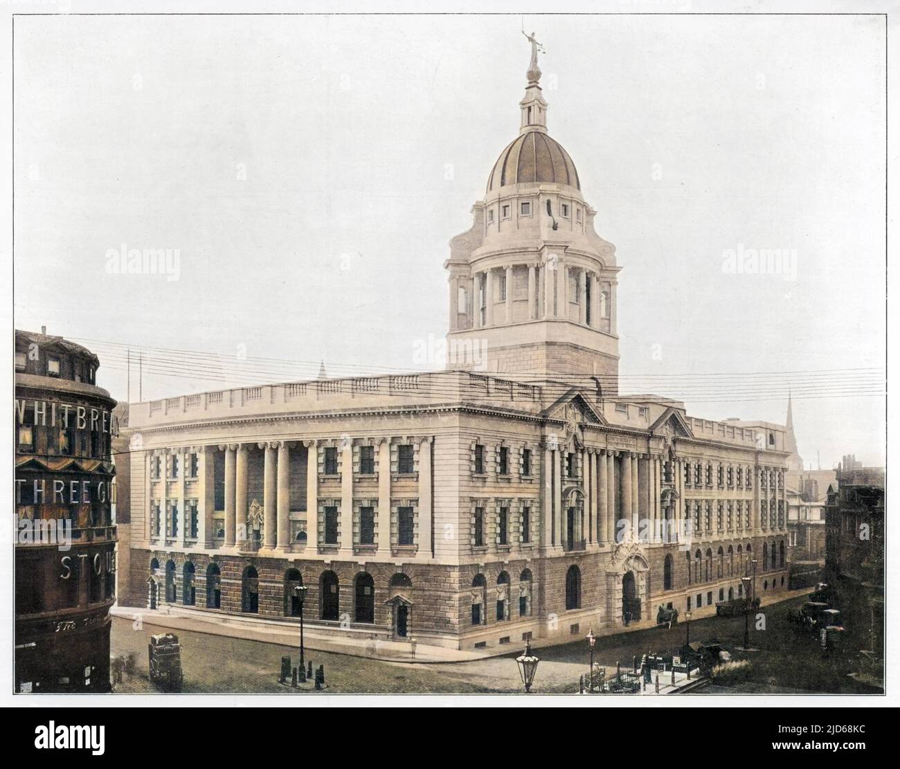 The Central Criminal Court, London (The Old Bailey). Colourised version ...