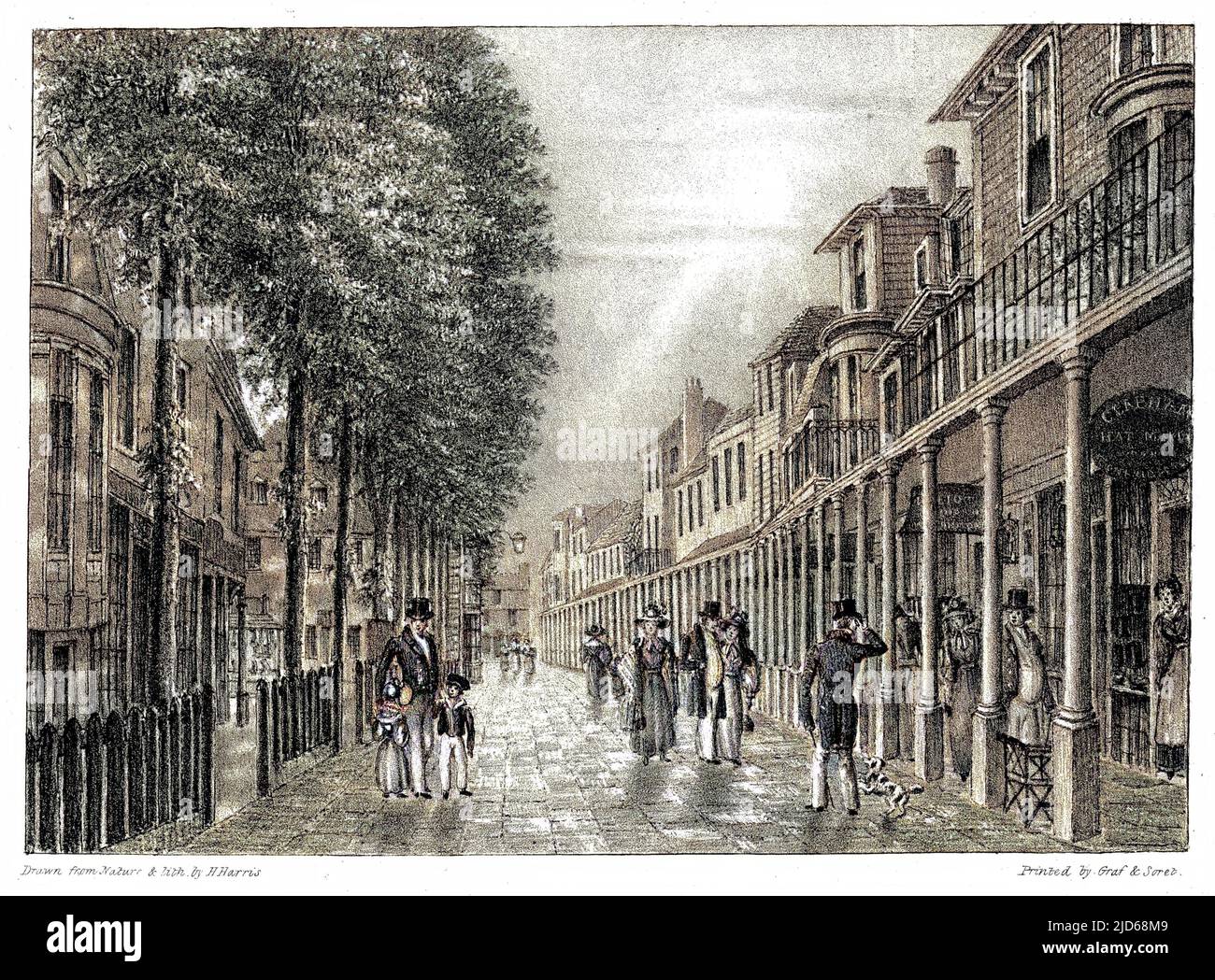 The Pantiles - known at this time as 'The Parade' - at Tunbridge Wells ...