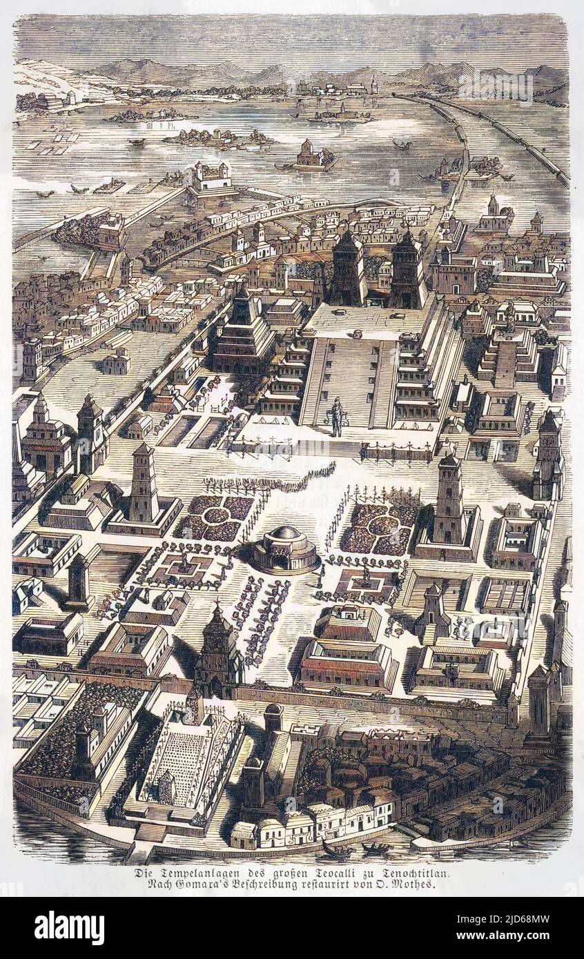 A reconstruction of the city of Tenochtitlan, the capital of pre ...