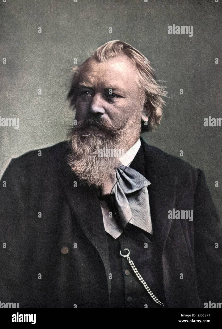 JOHANNES BRAHMS German musician with his autograph Colourised version ...